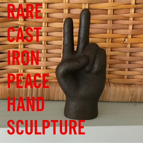 unbranded | Art | Vintage Cast Iron Peace Hand Sculpture Rustic Heavy ...